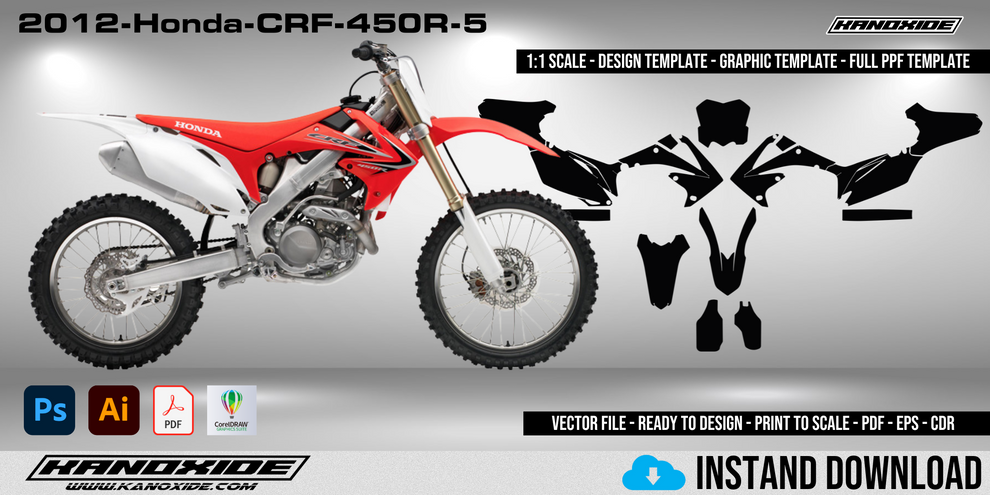 Honda CRF 450 2009-2012 Full 1:1 Scale Template - Design Vector Digita ...