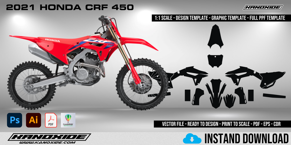 2021 HONDA CRF 450 Full 1:1 Scale Template - Design Vector Digital ...